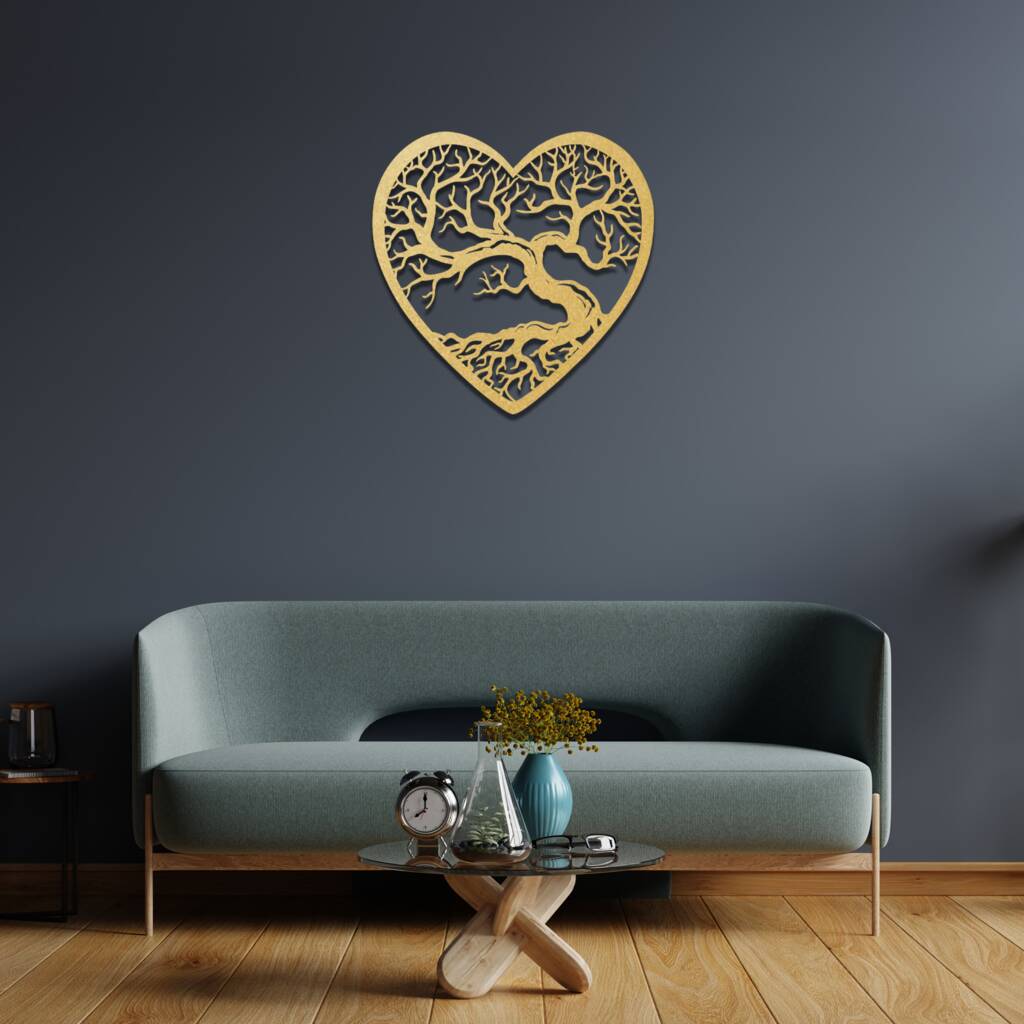 Wooden Tree Of Life Heart Wall Art, Home Room Decor By Duke Craft ...