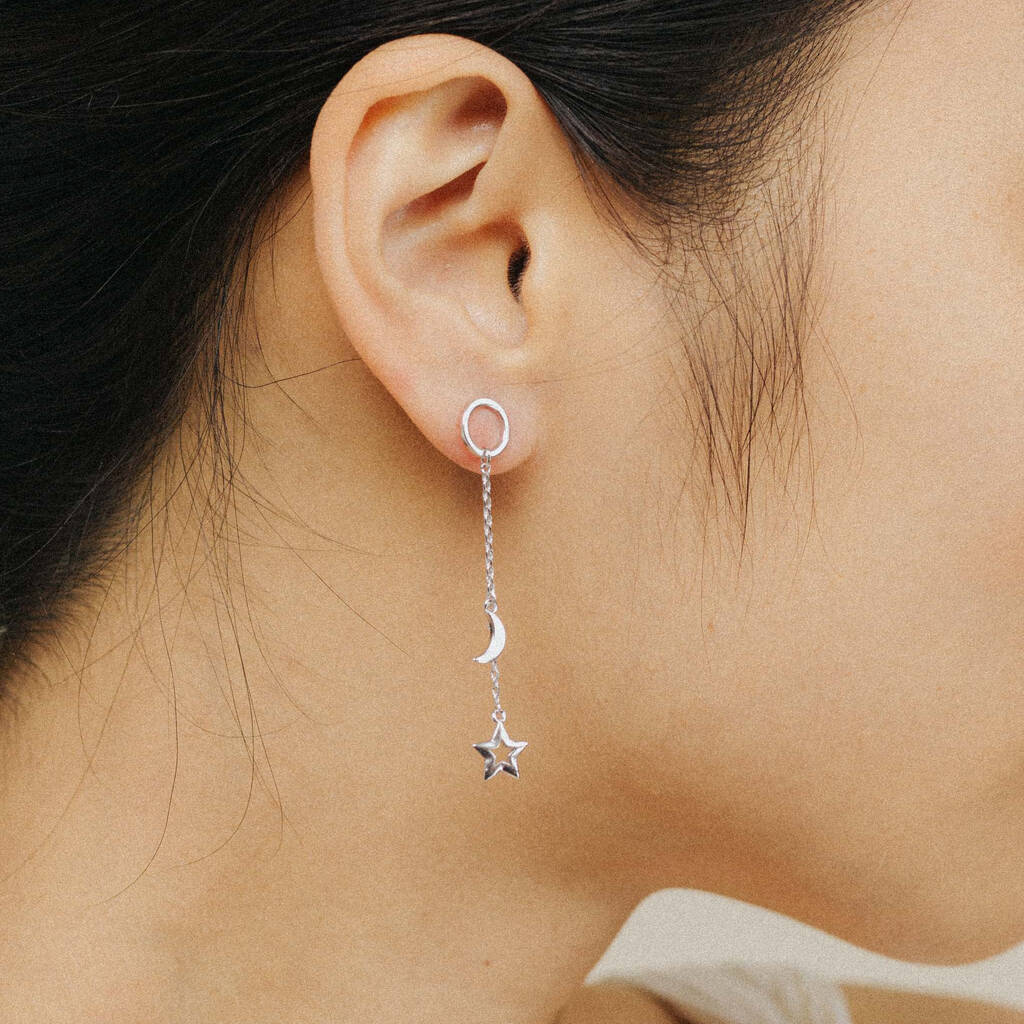 night sky star and moon earrings by apache rose london ...