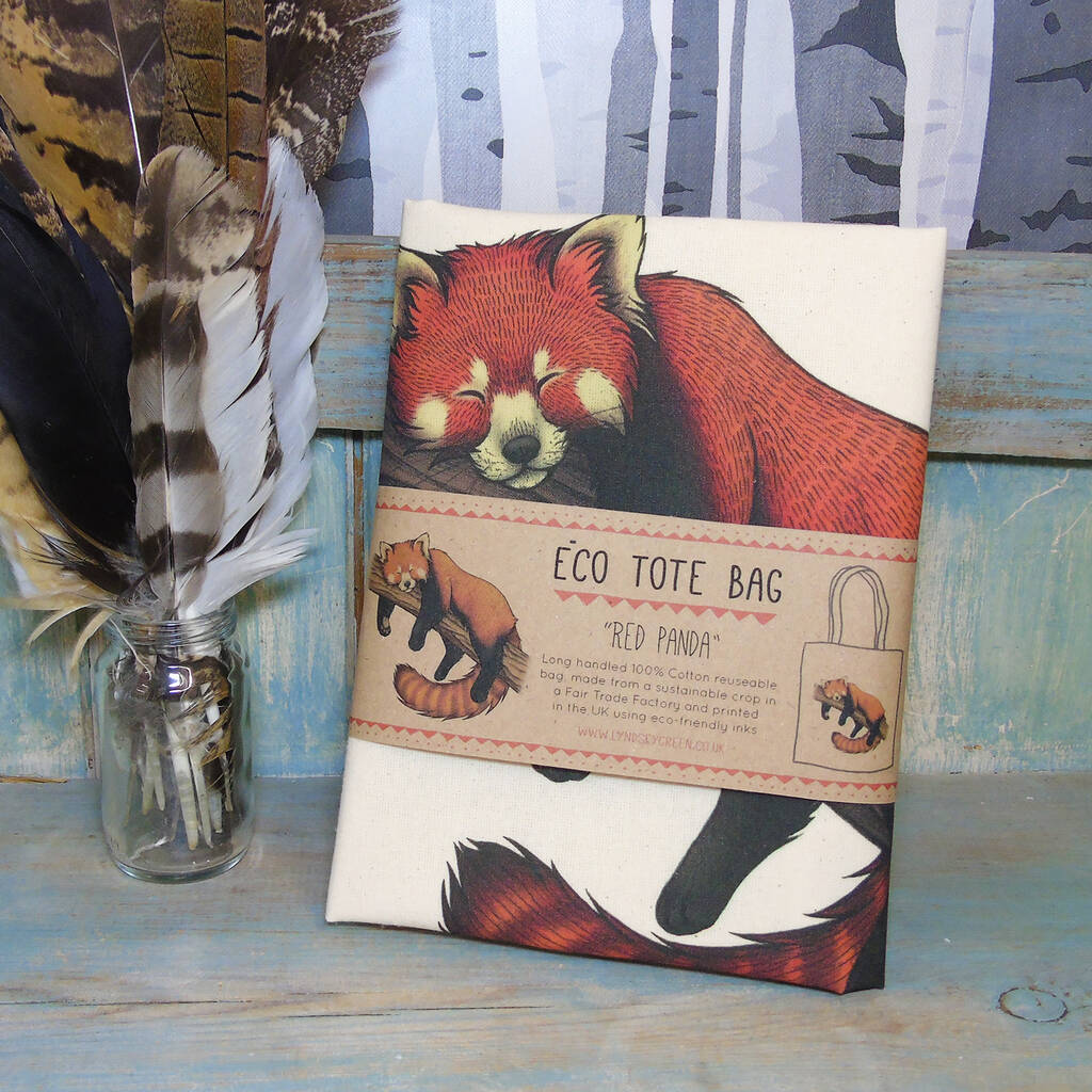 Red Panda Eco Tote Bag ~ Organic And Fairtrade Cotton By Lyndsey Green ...