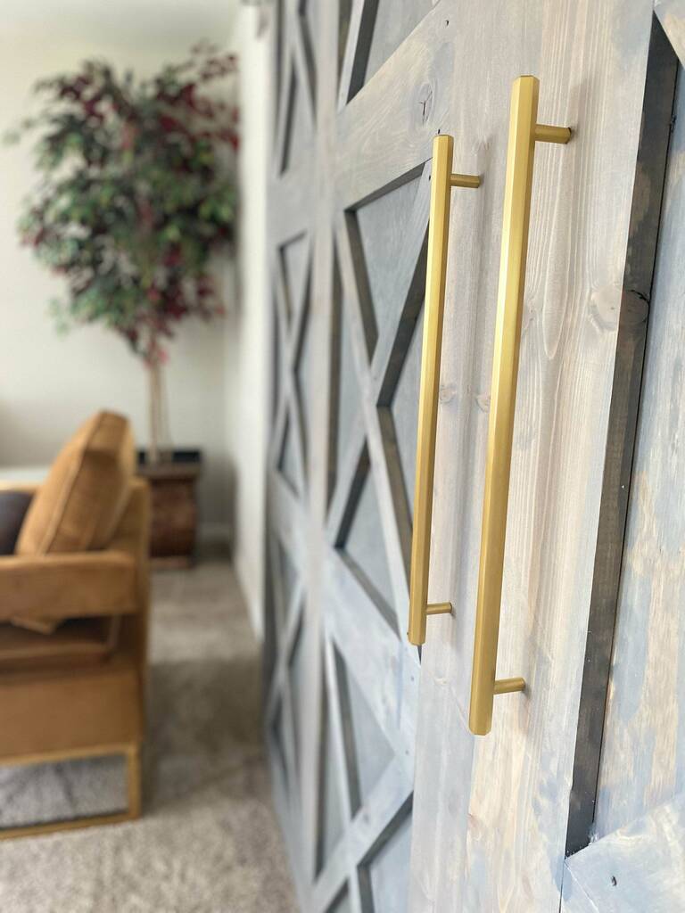 Solid Brass Gold Hexagonal Door And Drawer Bar Handles By Pushka Home ...