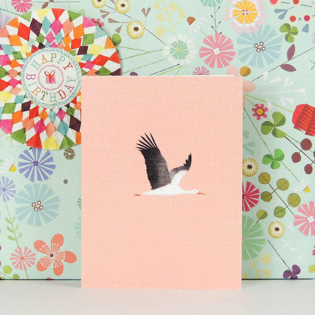 Mini Pink Stork Card By Kali Stileman Publishing