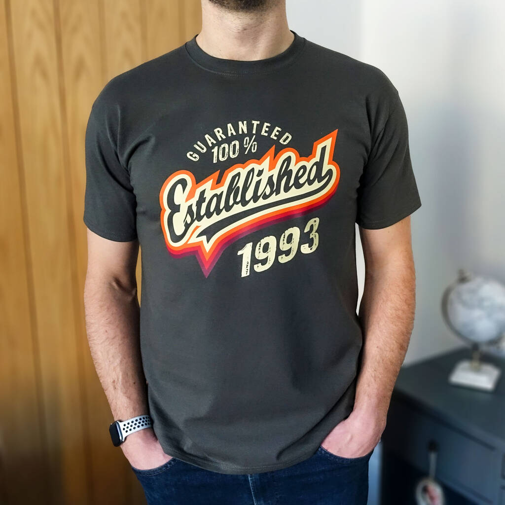 Personalised 'Established' Birthday Year T Shirt By Good Time Gifts ...