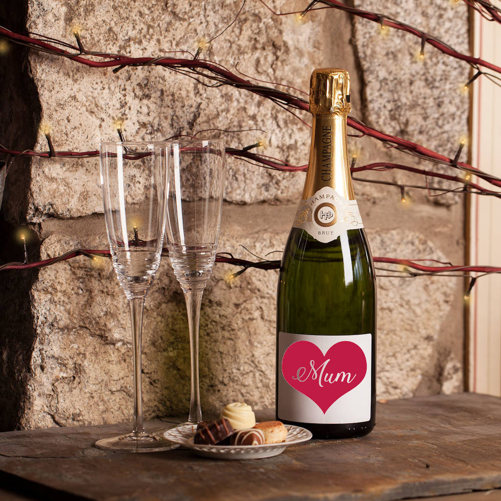 Love Heart 'Mum' Champagne By MyPrint UK | notonthehighstreet.com