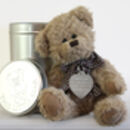 personalised teddy in a tin by warner's end | notonthehighstreet.com