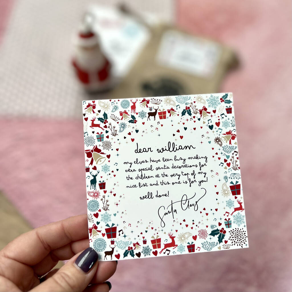 Wooden Santa Personalised Decoration By Spotty N Stripy