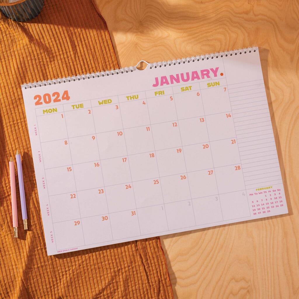 Large 2024 Calendar | Colour Pop | A3 By Good Tuesday
