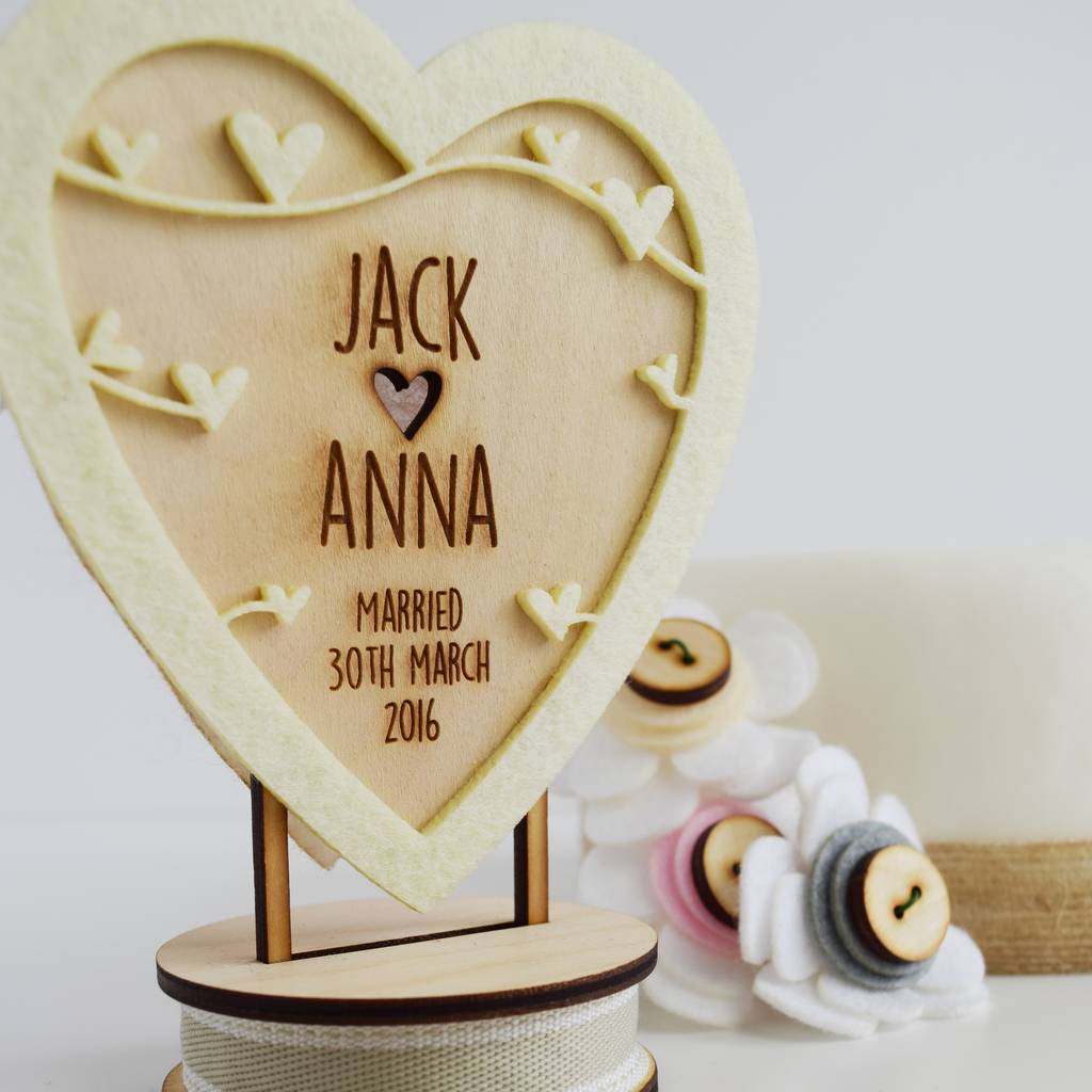 personalised heart wedding cake topper by just toppers ...