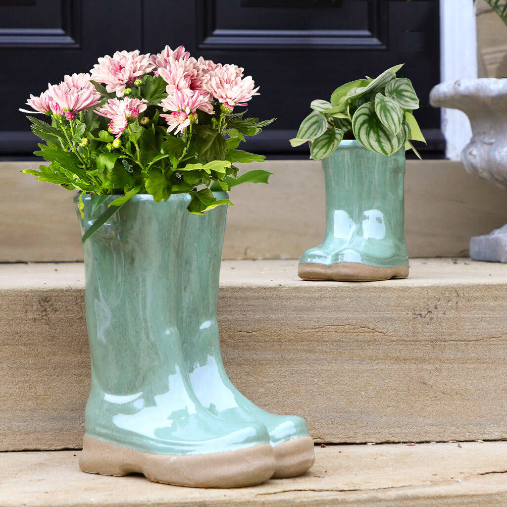 Set Of Two Glazed Ceramic Plant Pots By Dibor