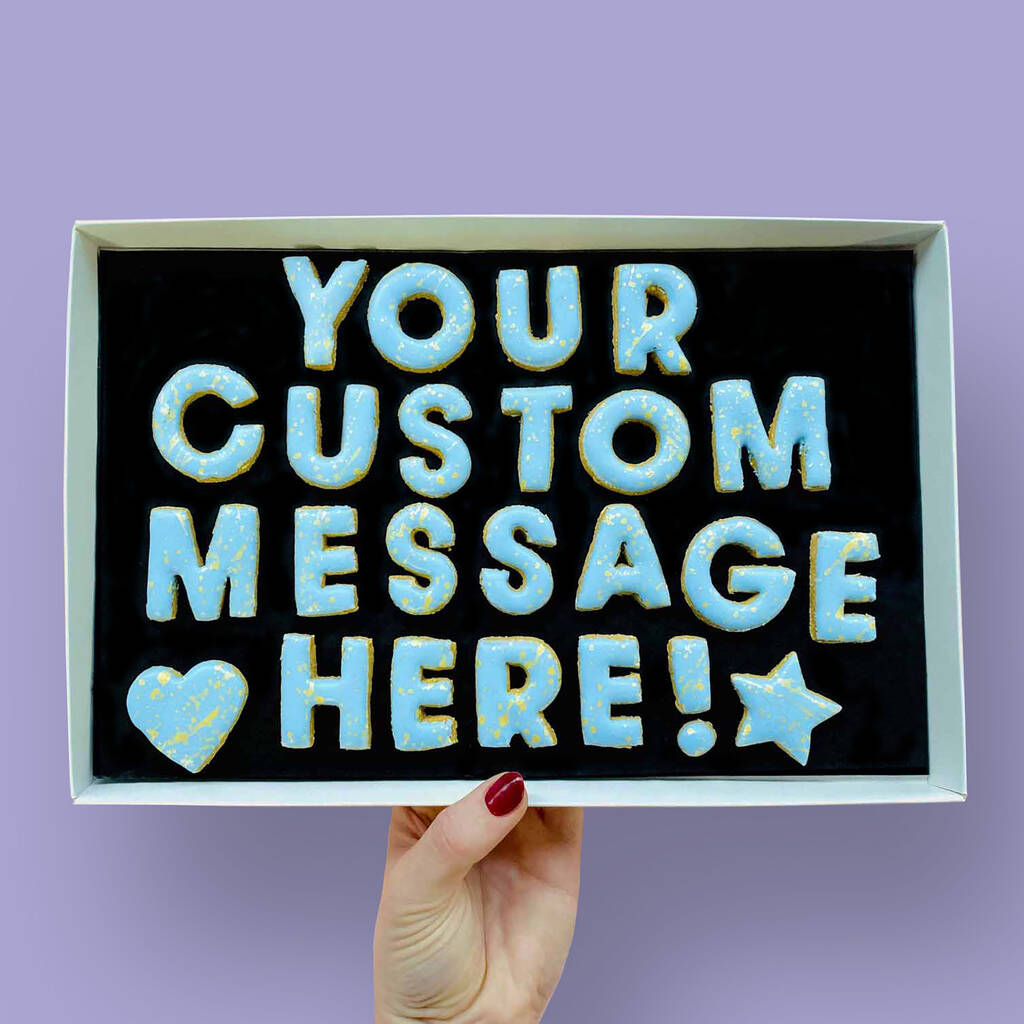 Personalised Custom Cookie Message Box Blue By Baked by Steph ...