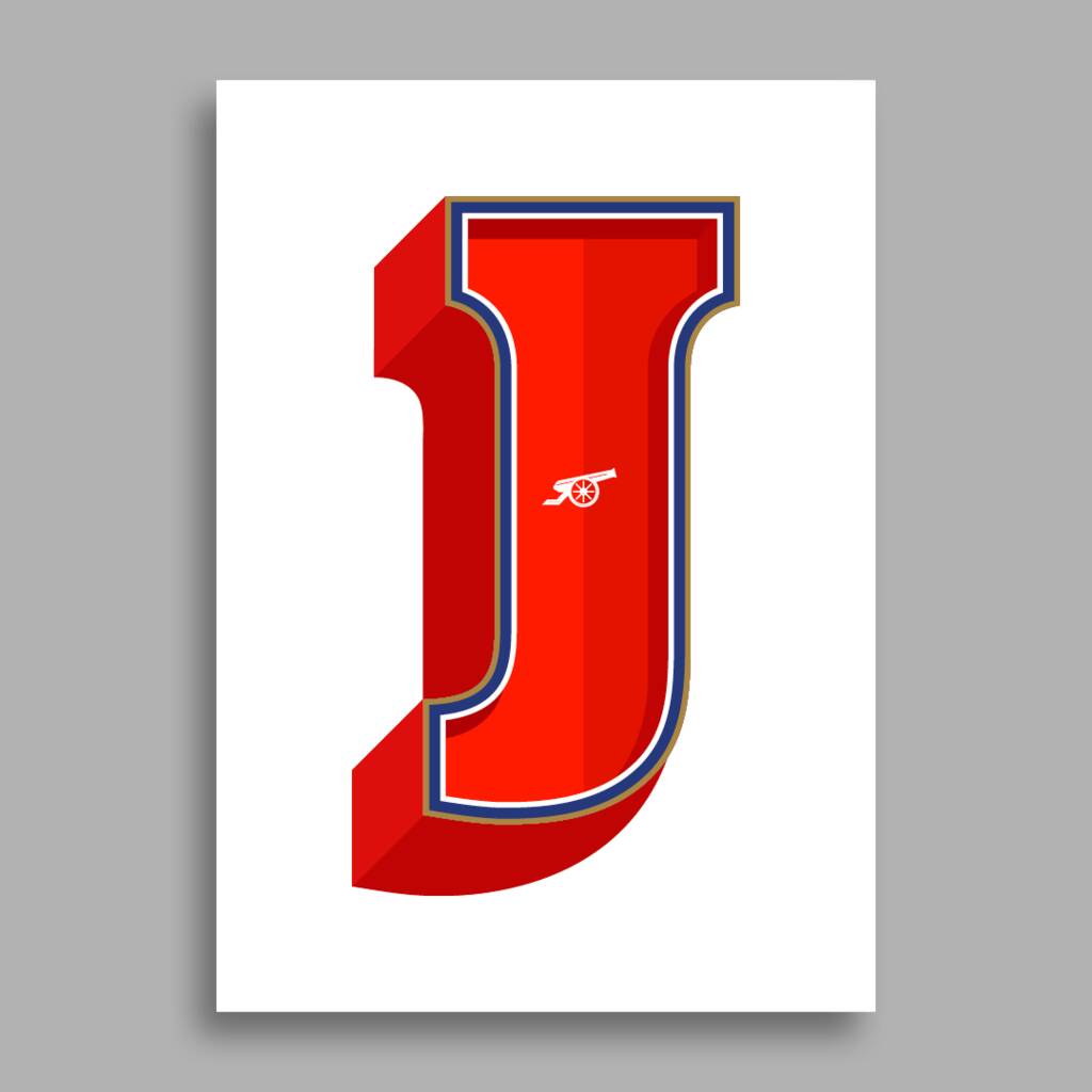 Arsenal Football Print, Personalised Alphabet Letter By Dinkit ...