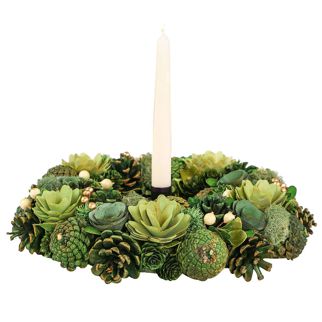 Evergreen Candle Holder Wreath Centerpiece By Dibor ...