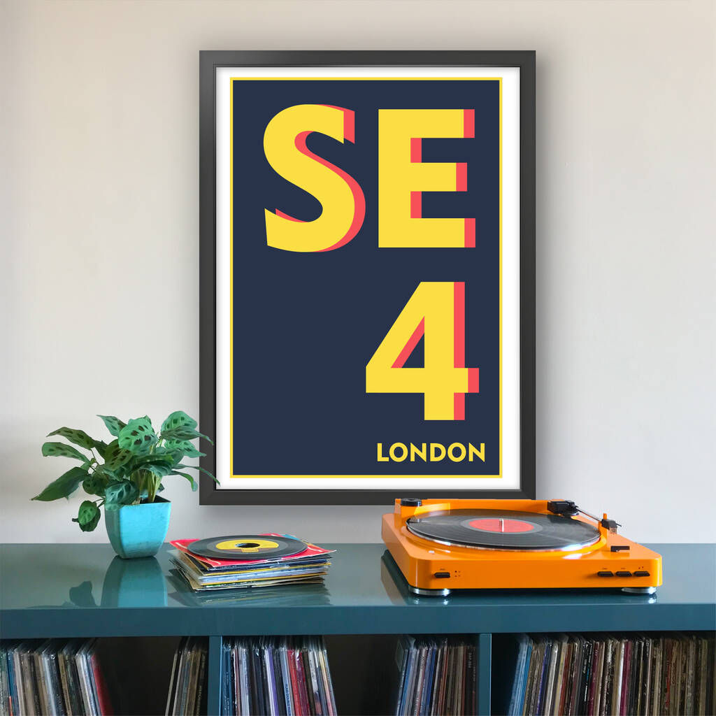 Se4 Brockley London Postcode Art Print By EC Crafted Se4 Brockley London Postcode Art Print By EC Crafted