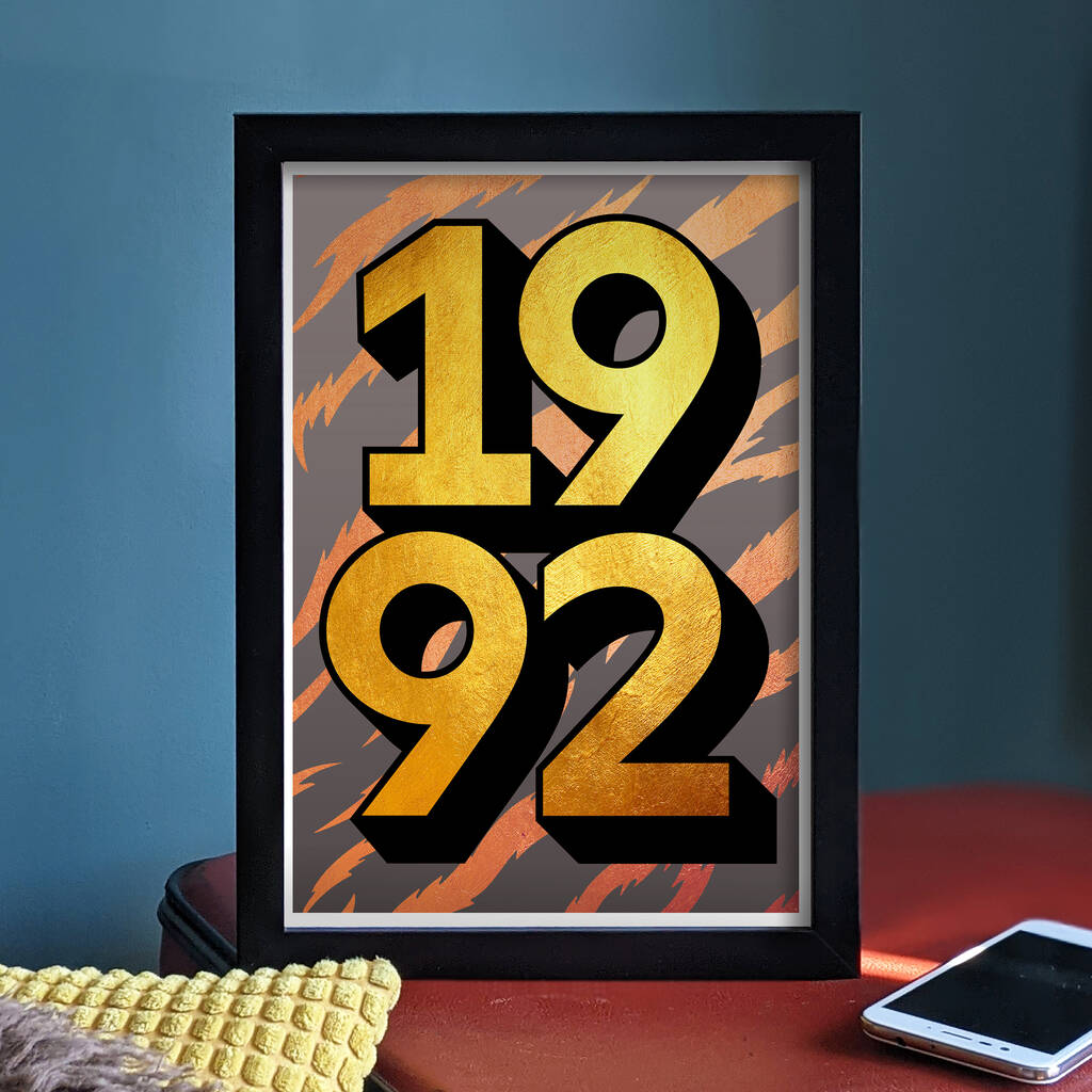 Personalised 30th Birthday 1992 Golden Year Print By Hands & Hearts ...