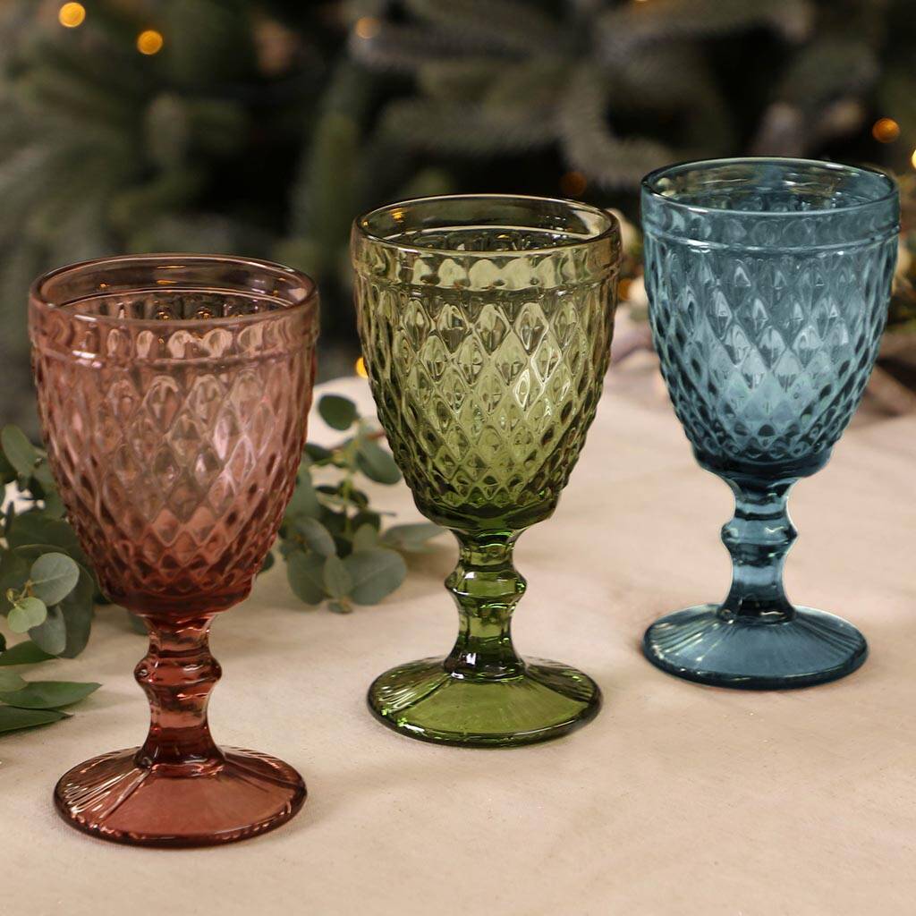 Luxury Embossed Coloured Glass Wine Goblets By Dibor ...