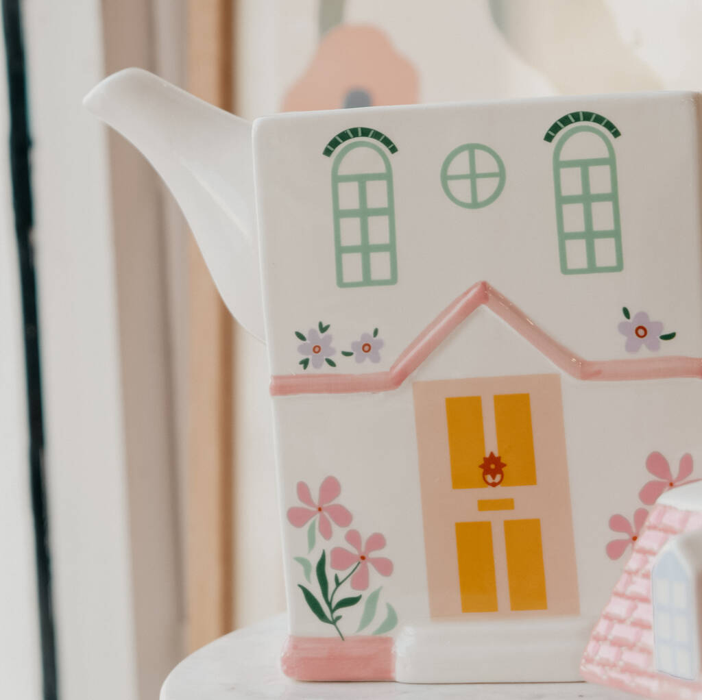 Cottagecore House Pastel Large Teapot By Ajouter Store