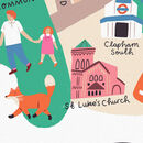 Clapham Illustrated London Map By Lauren Radley | notonthehighstreet.com