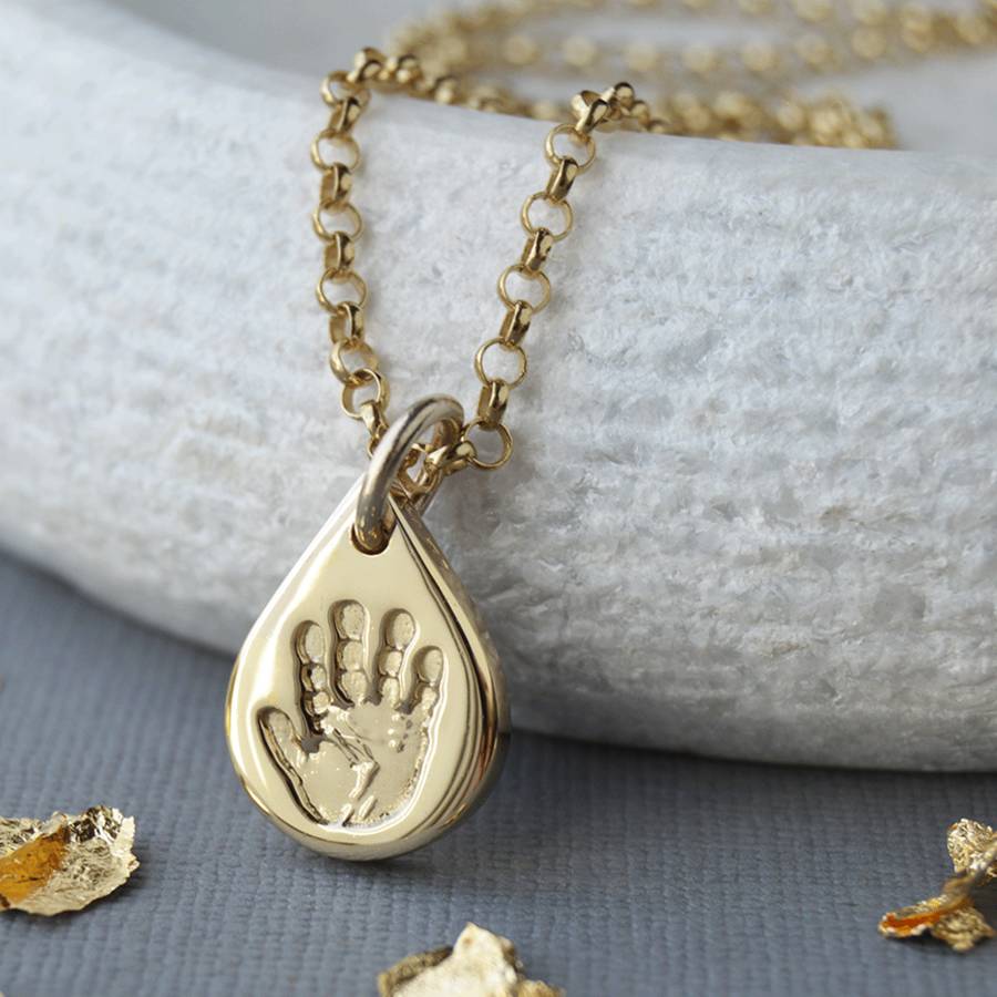 personalised solid 9ct gold handprint charm by hold upon heart ...