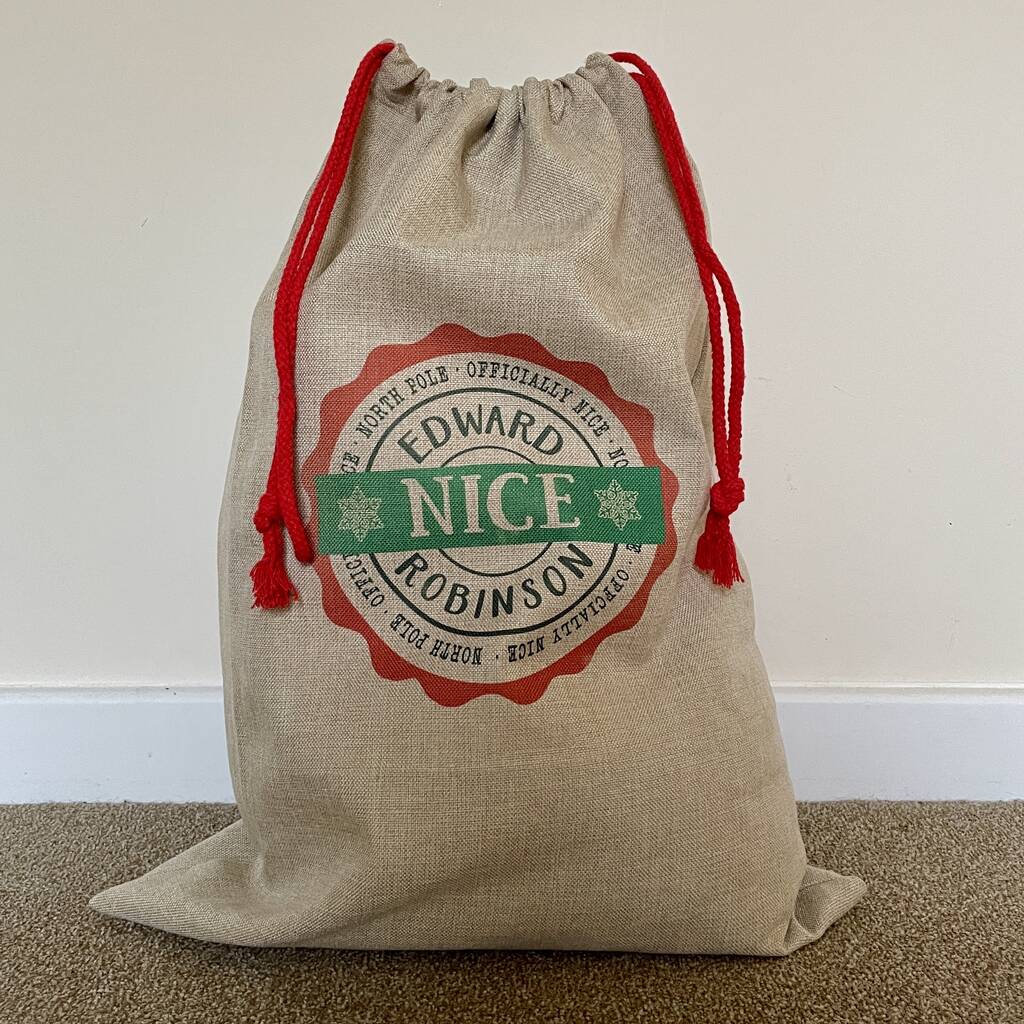 Officially 'Nice' Personalised Christmas Sack By Lunella
