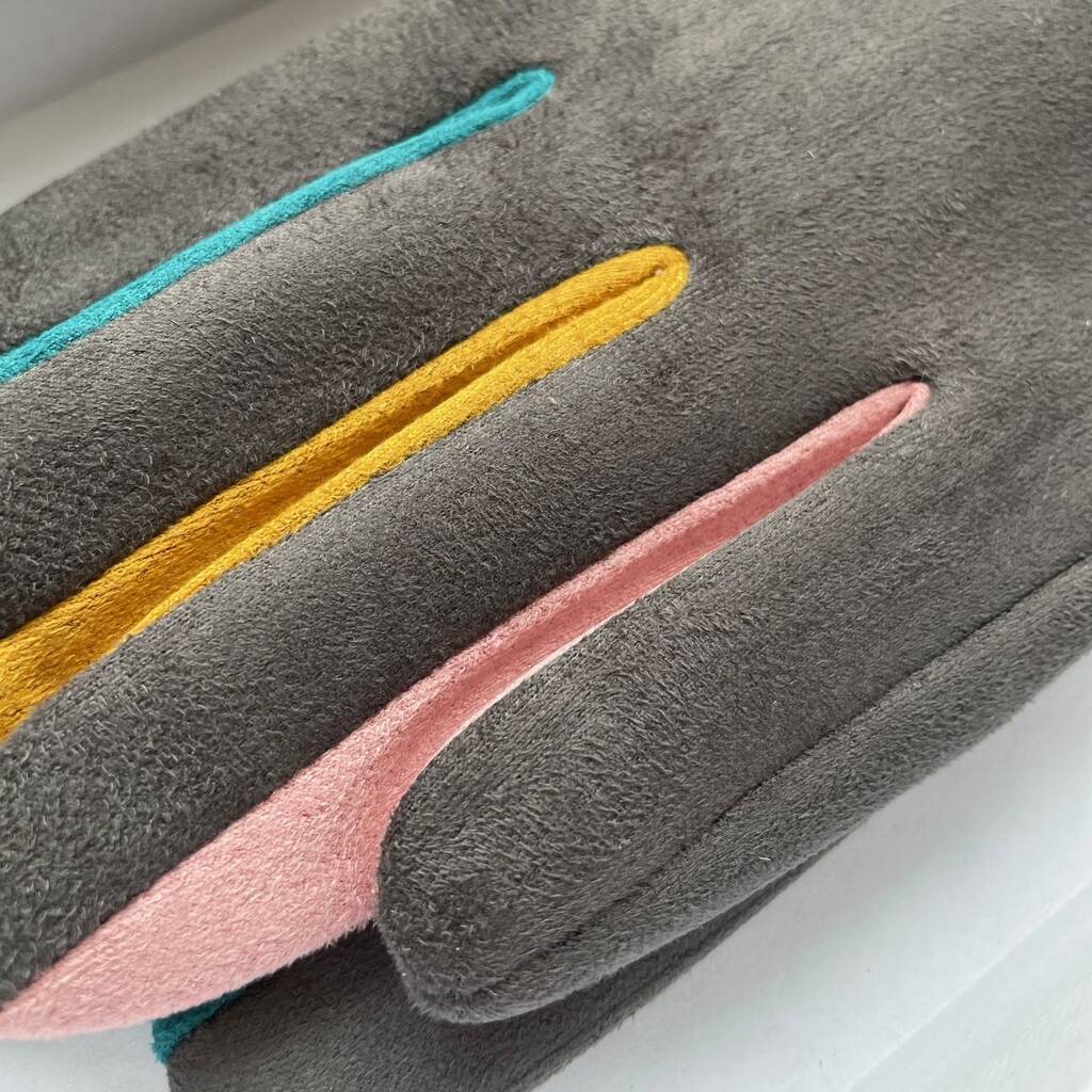 Soft Grey Fabric Winter Gloves With Touchscreen Finger By Grace Valour Soft Grey Fabric Winter Gloves With Touchscreen Finger By Grace Valour