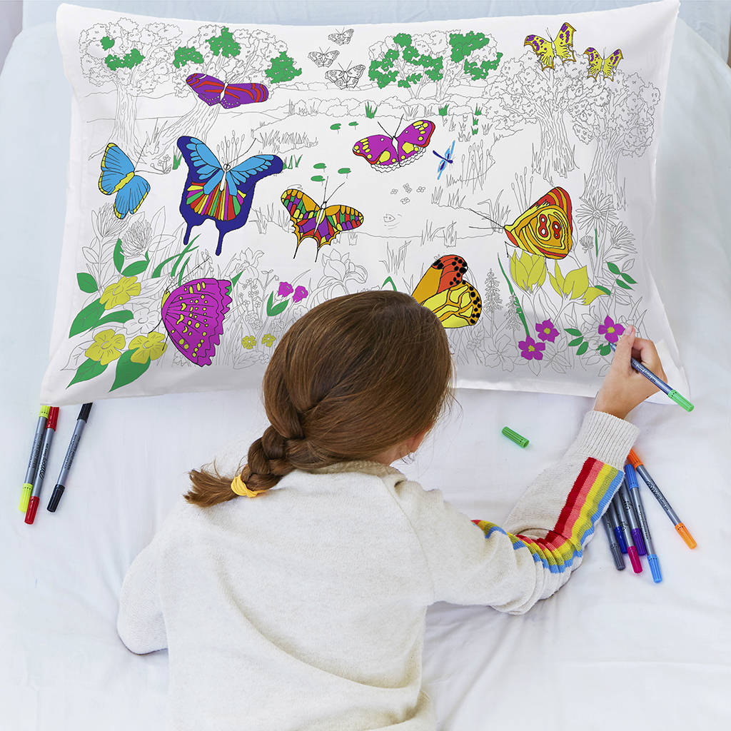 butterfly pillowcase colour and learn by eatsleepdoodle ...