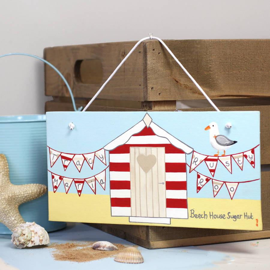 personalised family beach hut canvas sign by liza j design ...
