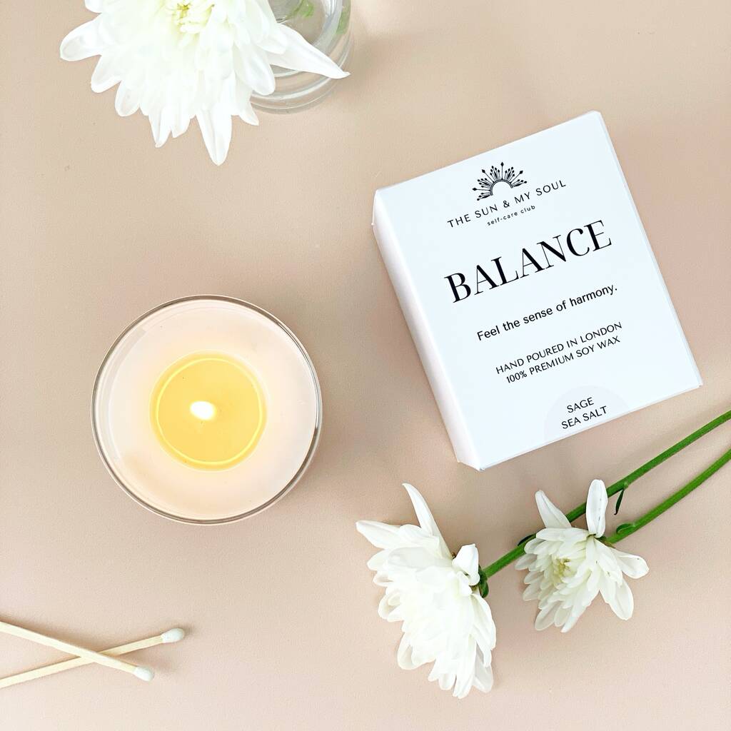 Balance Sage Sea Salt Scented Luxury Soy Candle Gift By The Sun & My Soul