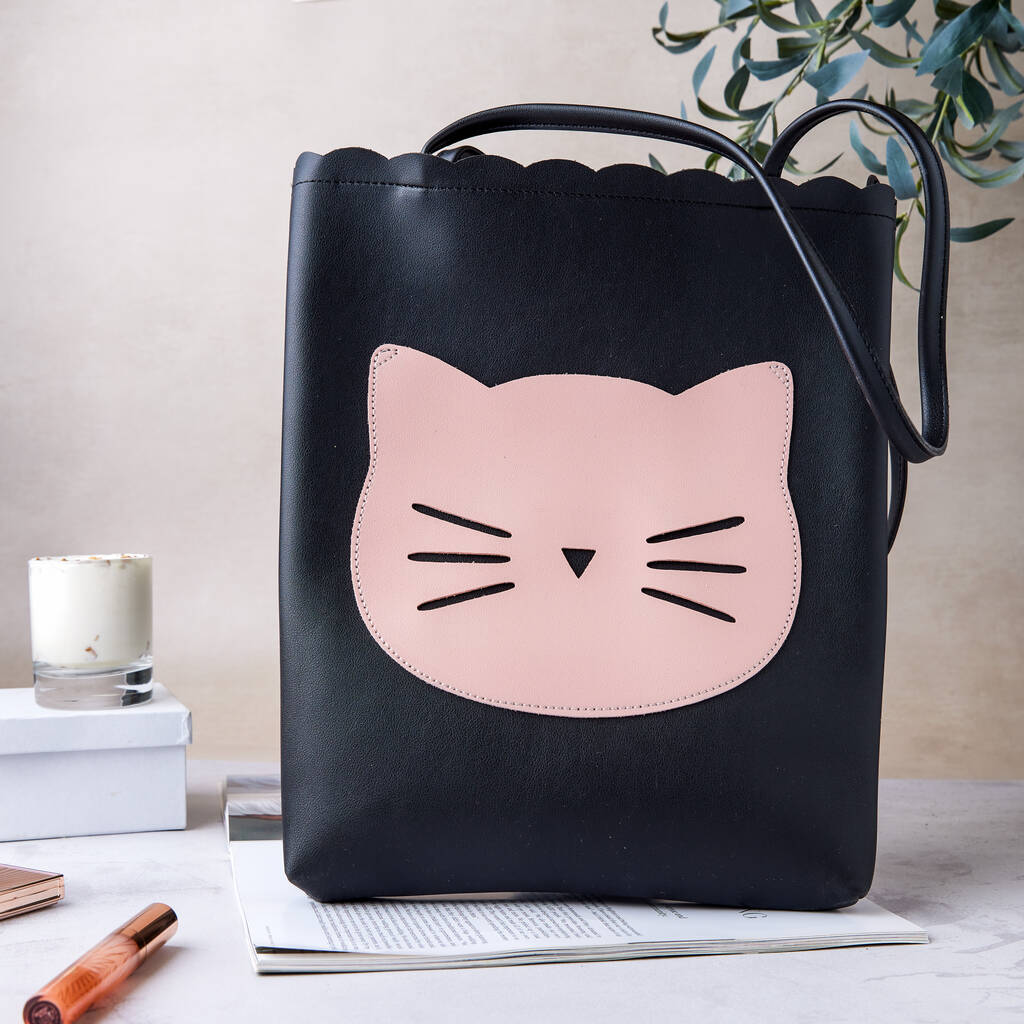 Personalised Cat Bag In Black By PoppyK