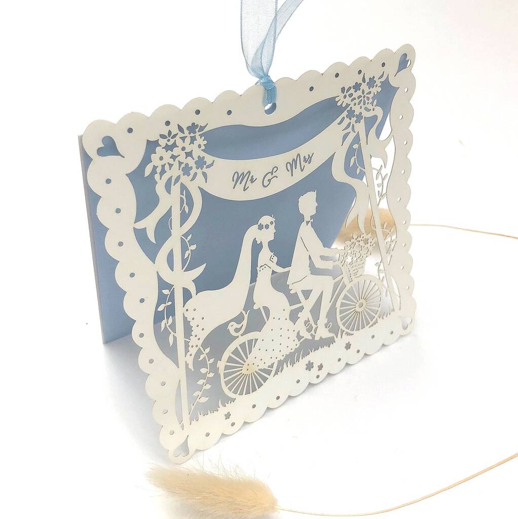 Bicycle Made For Two Laser Cut Wedding Card By The Hummingbird Card ...