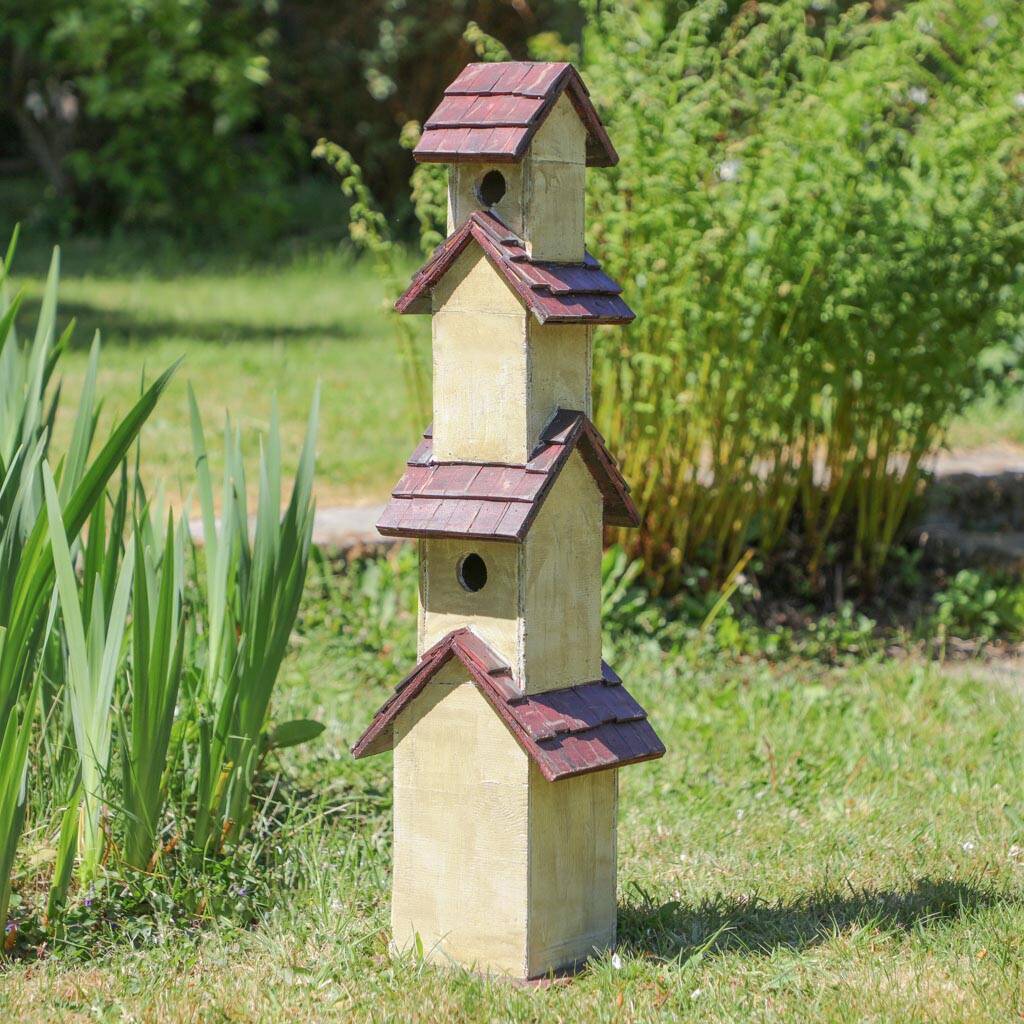 Vintage Tall Wooden Garden Bird Hotel By Dibor | notonthehighstreet.com
