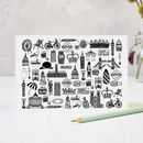 British Illustrated Black And White Blank Greeting Card By Martha ...