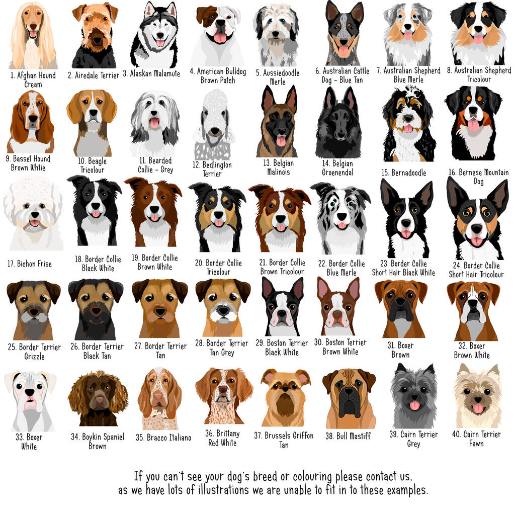 Bold Dog Breed Premium Illustrated Name Tag By Hoobynoo