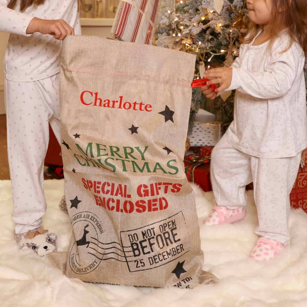 Personalised Reindeer Express Christmas Gift Sack By Dibor ...