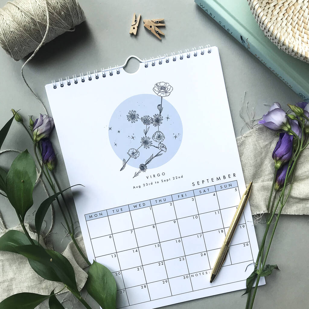 2021 Zodiac Constellation And Birth Flowers Calendar By Lara Vinck ...