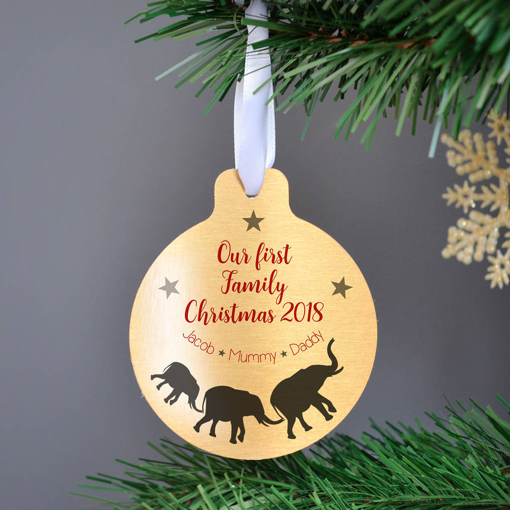 personalised metal first christmas elephant bauble by a type of design ...