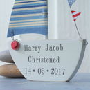 personalised blue sailing boat for newborns by rachel pettitt designs ...
