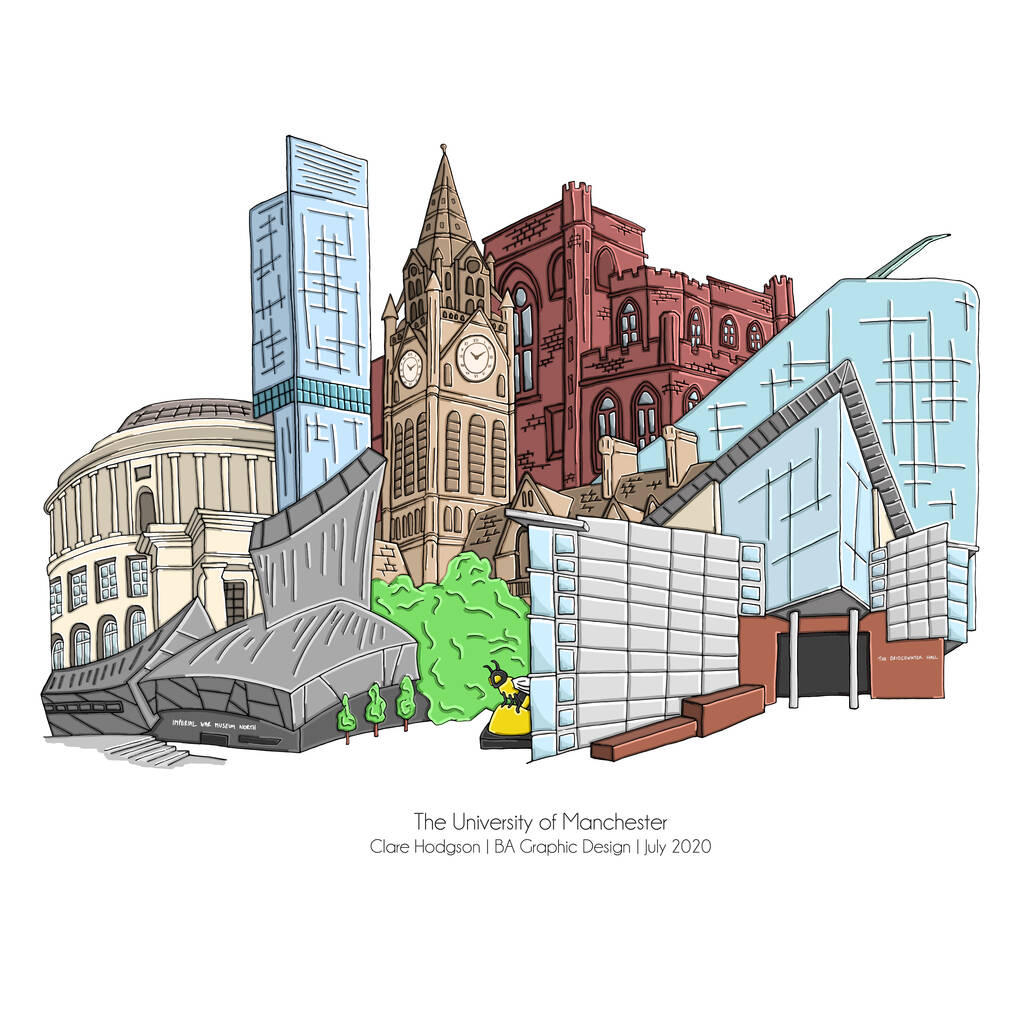 Manchester Graduation Skyline Personalised Print By Moo and Snip ...