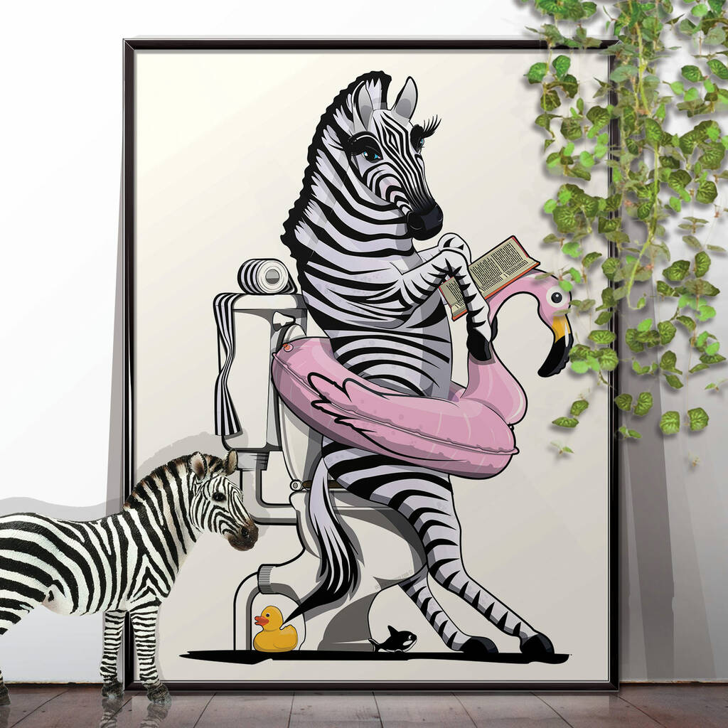 Zebra On The Toilet. Funny Animal Bathroom Poster By Wyatt9 ...