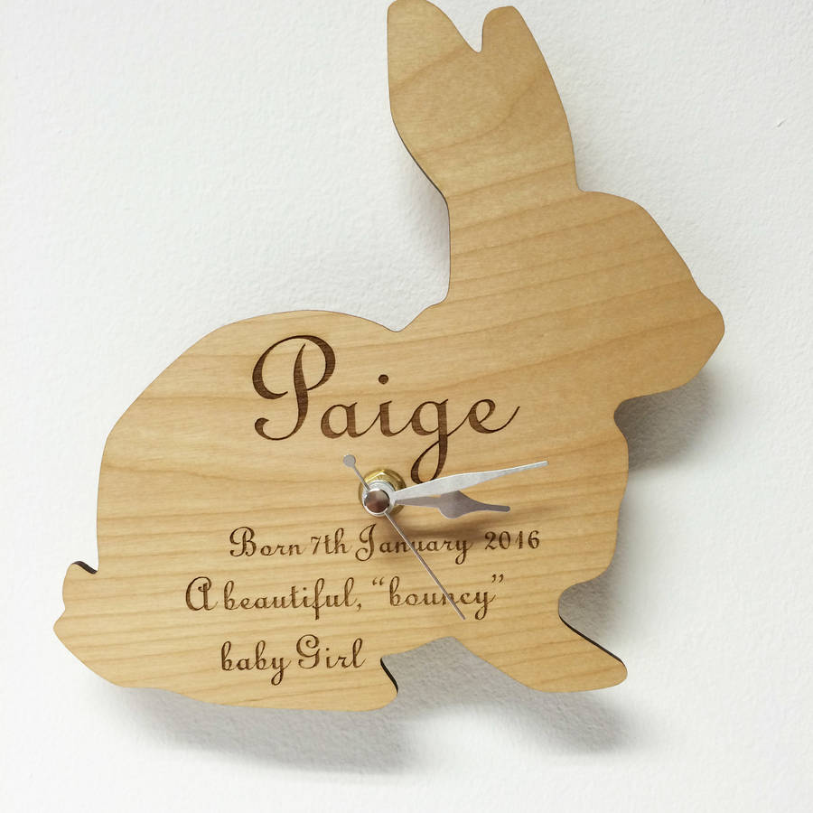 personalised bunny rabbit clock by hickory dickory designs ...