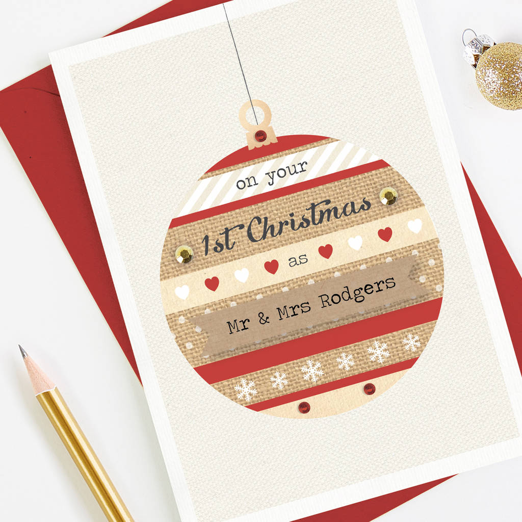 1st Married Christmas Card Red Bauble Couple By Loom Weddings 1st Married Christmas Card Red Bauble Couple By Loom Weddings