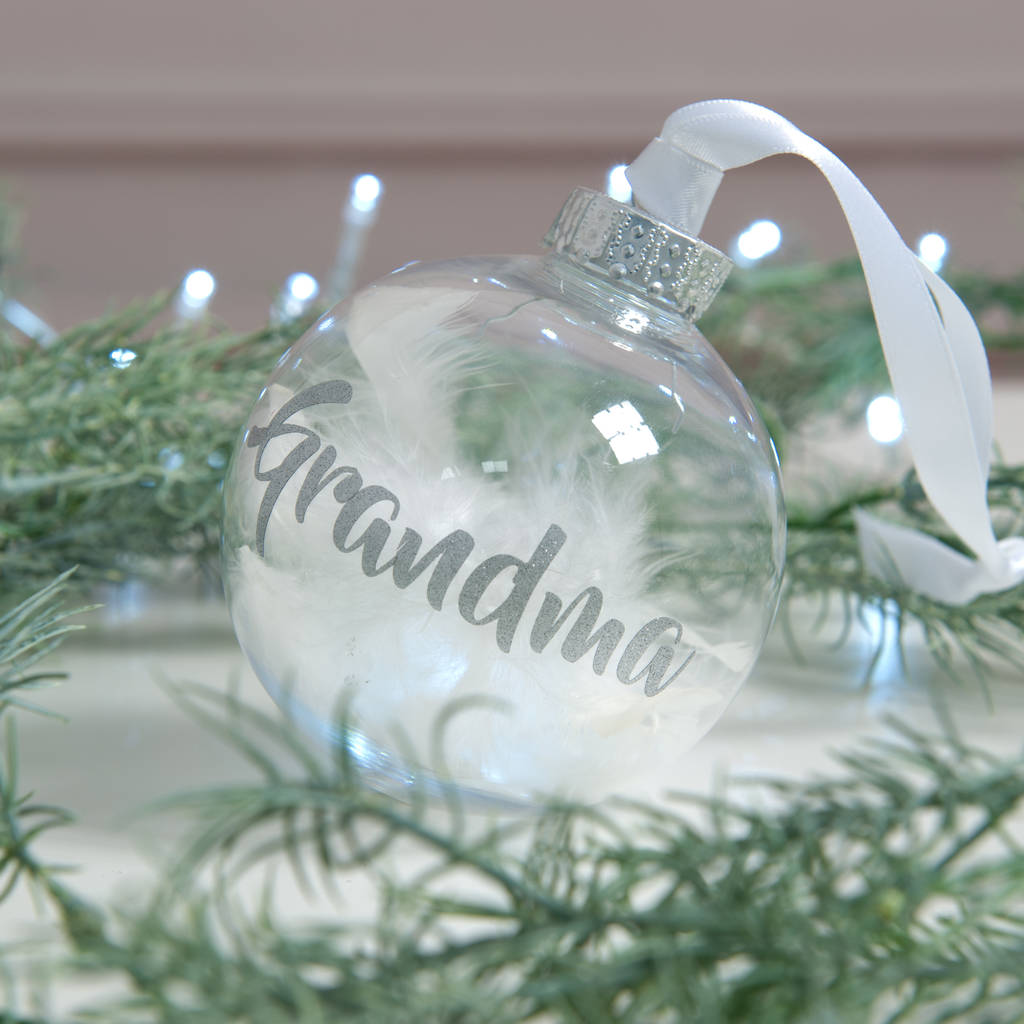 personalised in loving memory feather christmas bauble by bubblegum ...