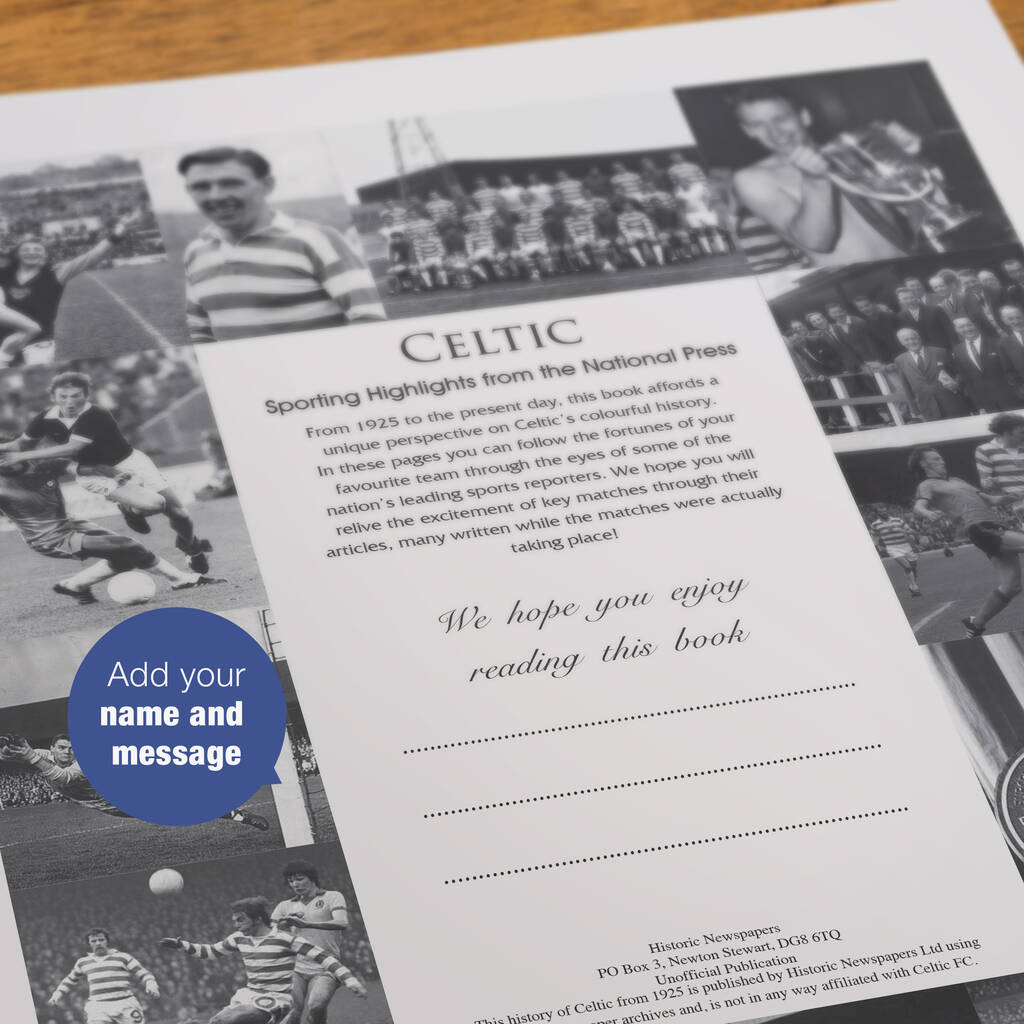 Celtic Personalised Football Gift Newspaper Book By Historic Newspapers ...