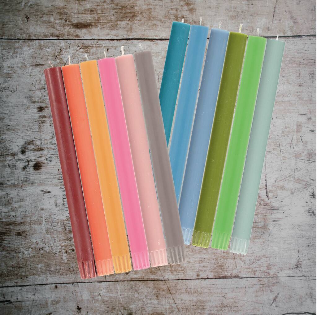 Rainbow Set Of Cool / Warm Block Colour Dinner Candles By BRITISH ...