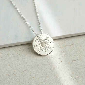 Silver Compass Necklace Where To Next By Cassiopi | notonthehighstreet.com