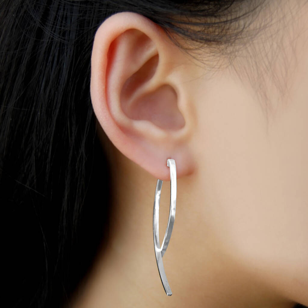 Curved Sterling Silver Two Way Ear Jacket Earrings By Otis Jaxon
