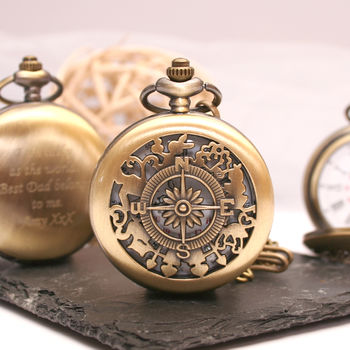 Personalised Bronze Pocket Watch Compass Design By Gifts Online4 U ...