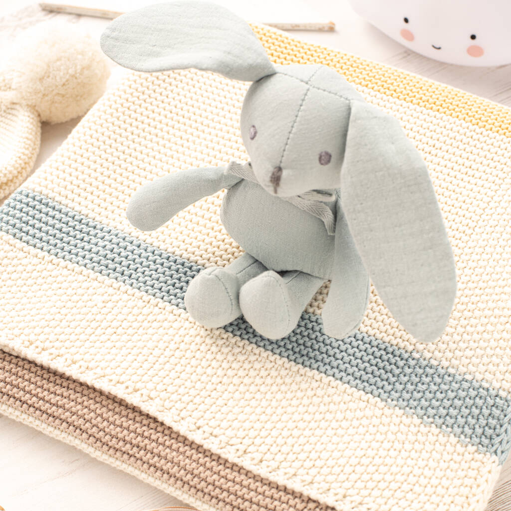 Unisex Cream Ribbon Stripe Baby Blanket By Toffee Moon ...