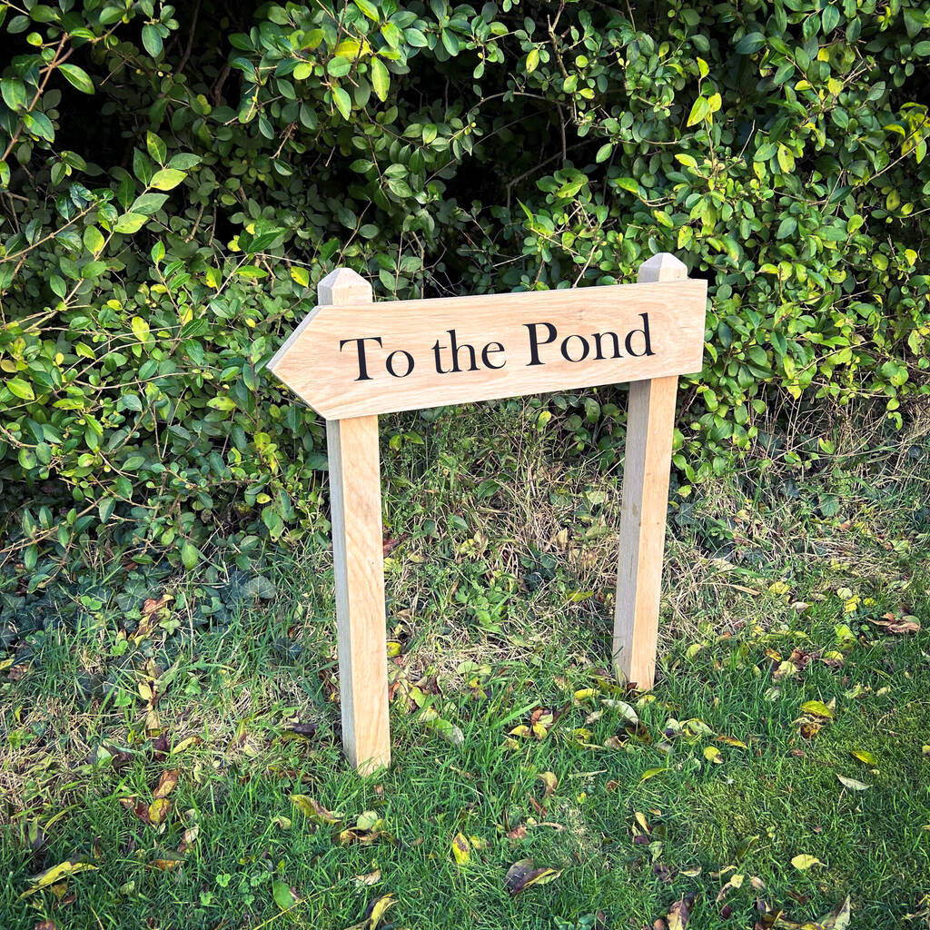 Wooden Engraved Driveway Sign Pointing By Grain Designs ...