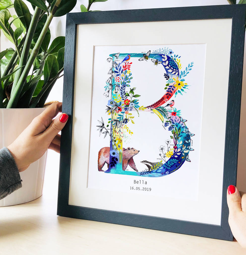 Personalised A To I Bright Wildlife Letter Print By Charlotte Jones ...