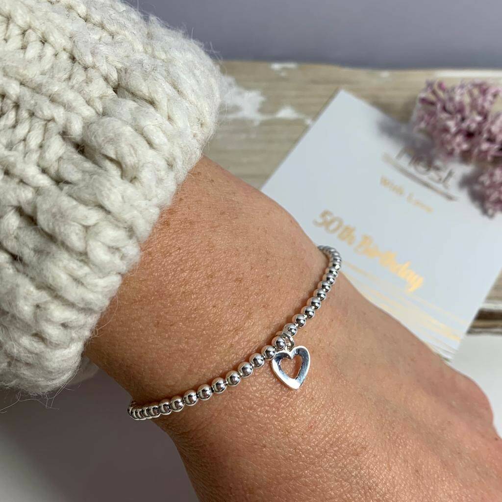 '50th Birthday' Beaded Charm Bracelet By Nest | notonthehighstreet.com