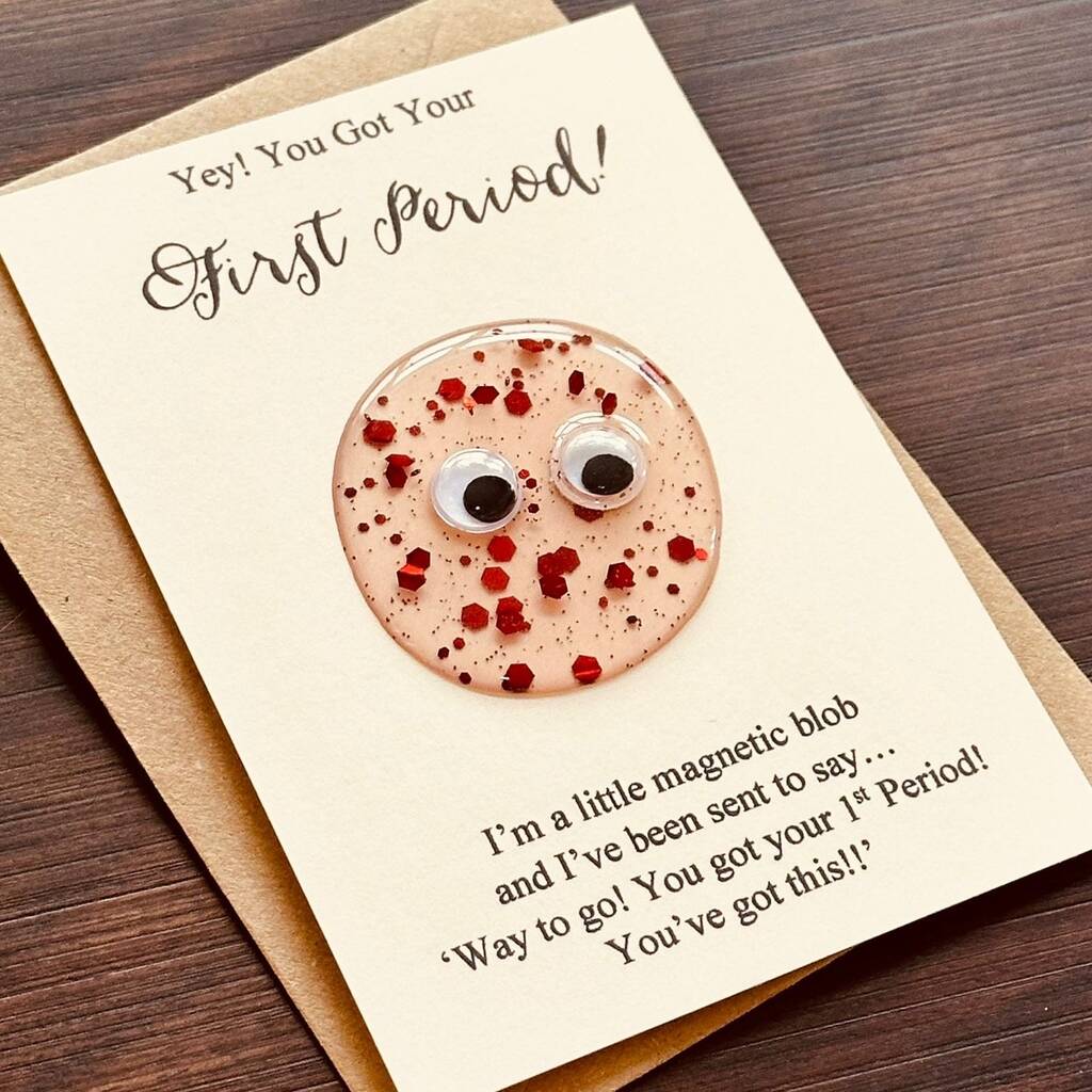 Personalised First Period Card Magnetic Detachable Blob By Lovely ...
